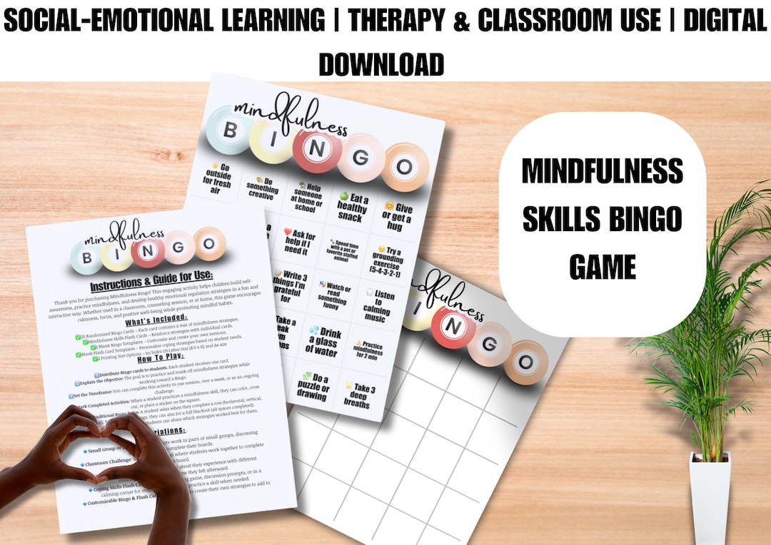 Mindfulness Bingo Game | Printable Self-care Activity | Social ...