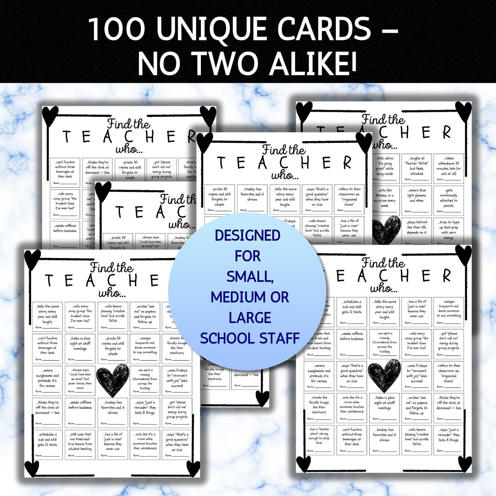 Teacher Trivia Bingo Game – Funny Teacher Bingo | Teacher Appreciation ...