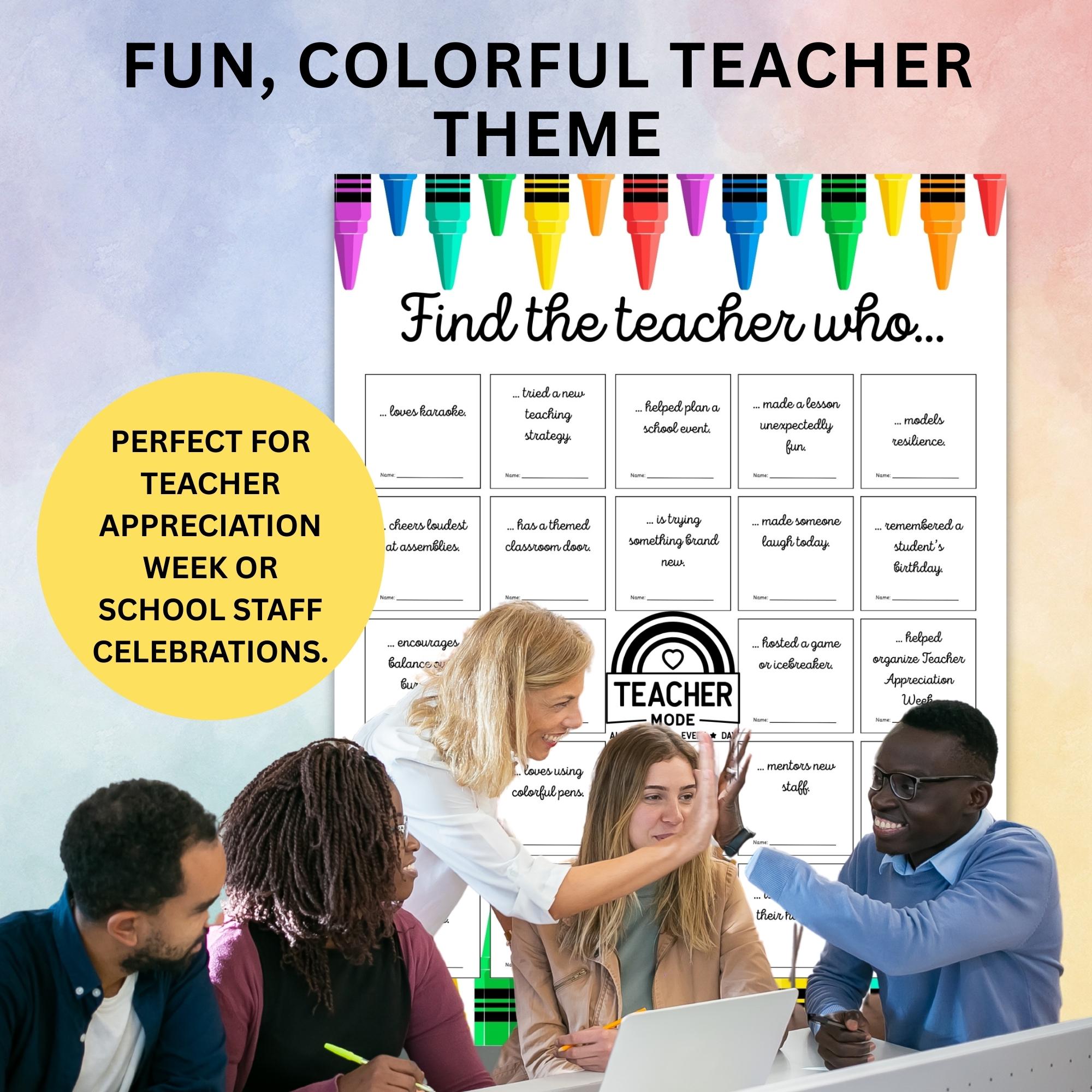 Teacher Appreciation Bingo Printable – Find a Teacher Who Game – Fun ...
