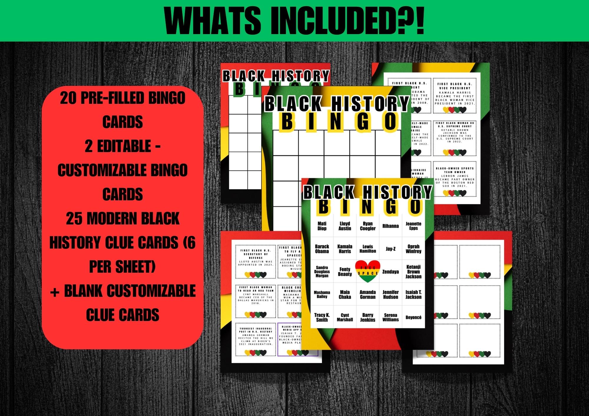 Modern Black History Month Bingo Game | Editable PDF | Fun Black ...