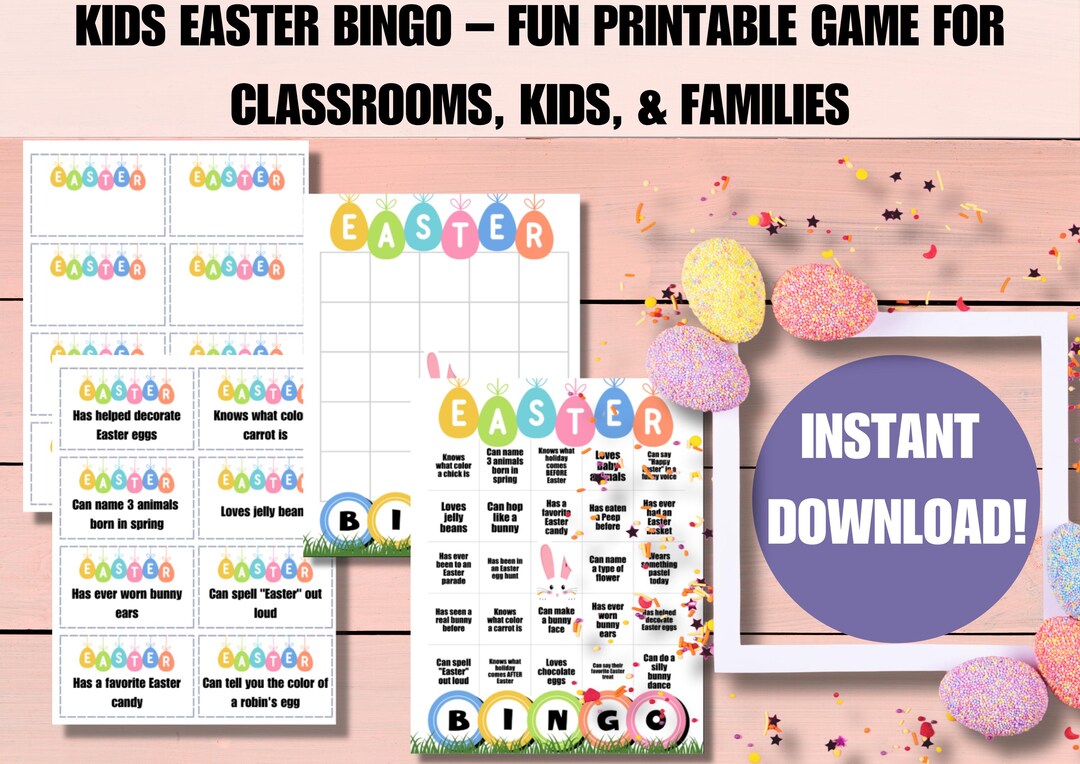Kids Easter Bingo Game | Printable Easter Activity | Fun Family Game ...