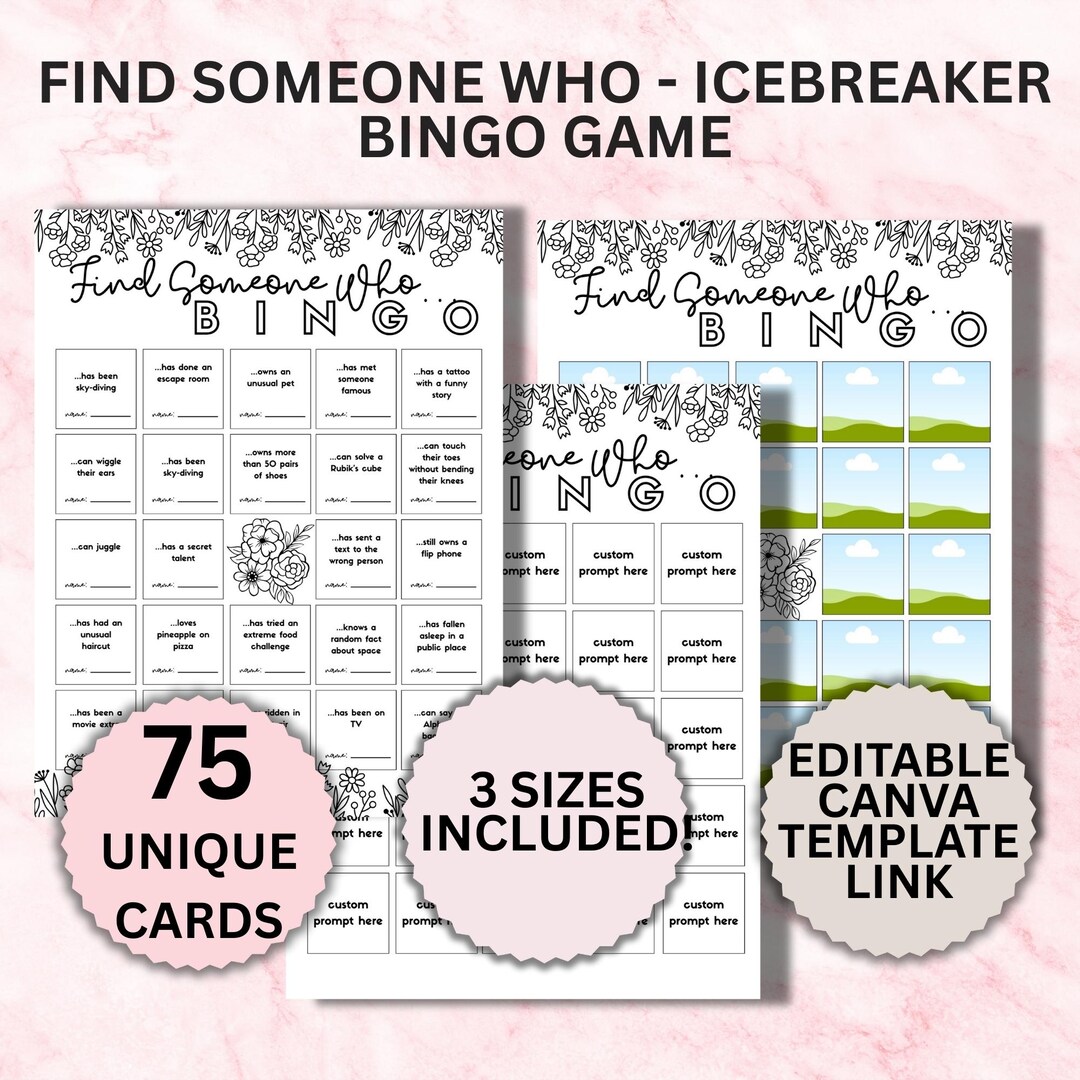 Find Someone Who Bingo | Printable Icebreaker Game | Team Building ...
