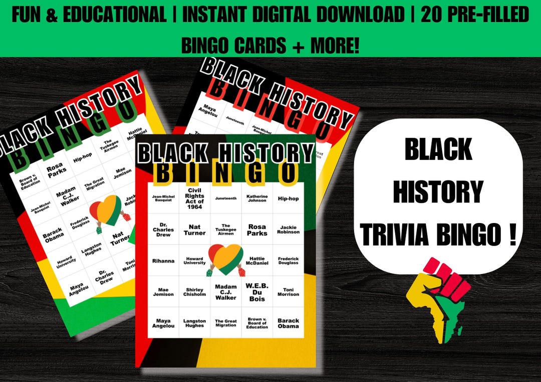 Black History Trivia Bingo | Black History Month Game | Printable ...