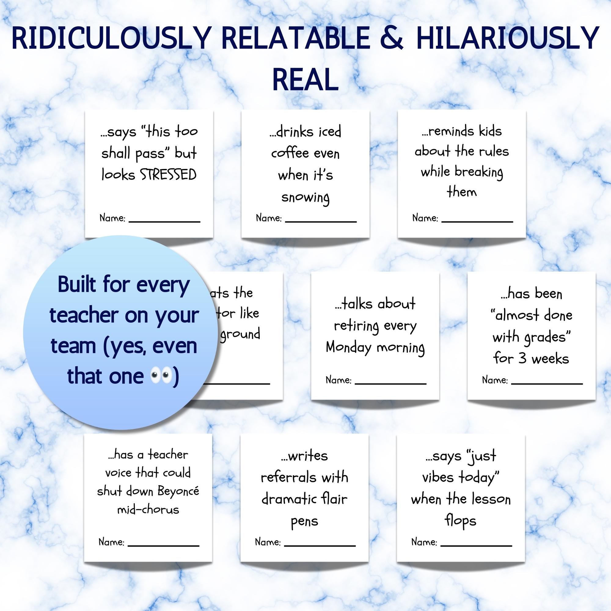 Teacher Trivia Bingo Game – Funny Teacher Bingo | Teacher Appreciation ...