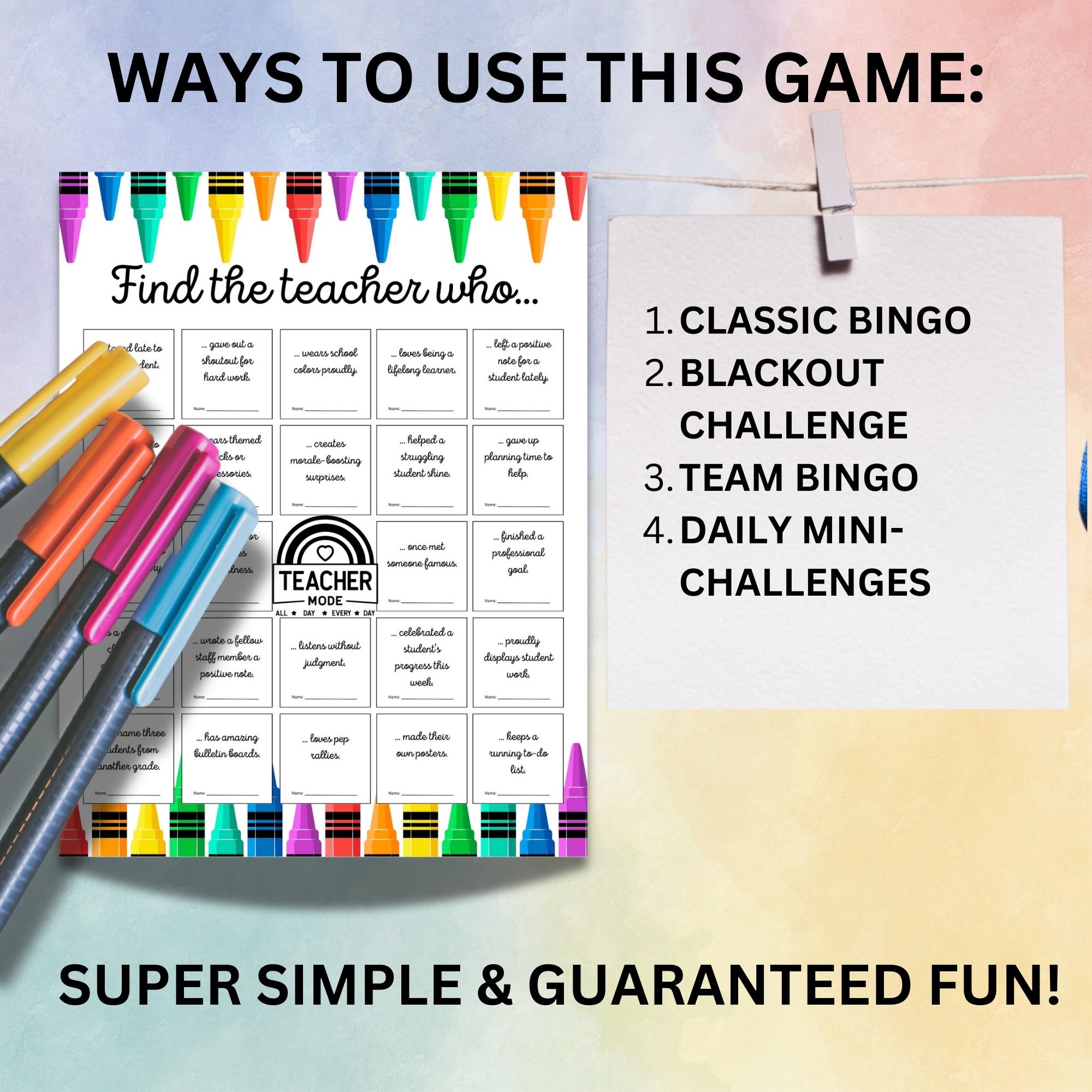 Teacher Appreciation Bingo Printable – Find a Teacher Who Game – Fun ...