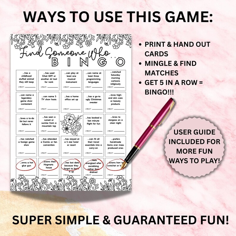 Find Someone Who Bingo | Printable Icebreaker Game | Team Building ...