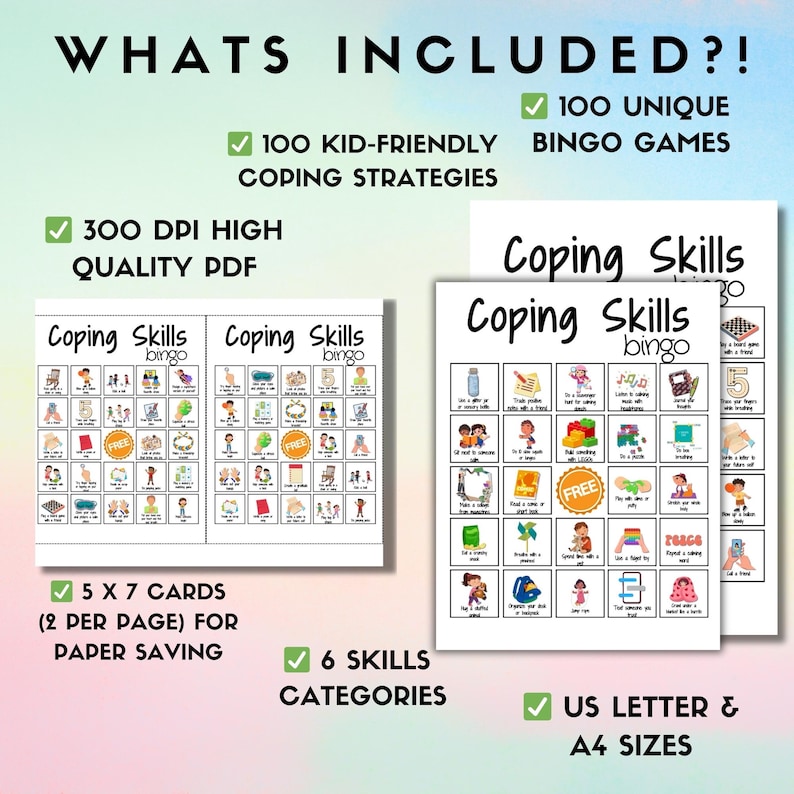 Mental Health Bingo Game for Kids – 100 Unique SEL Bingo Cards + 100 ...
