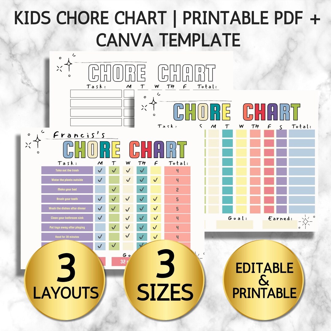 Chore Chart for Kids Printable | Behavior Reward Chart | ADHD Behavior ...