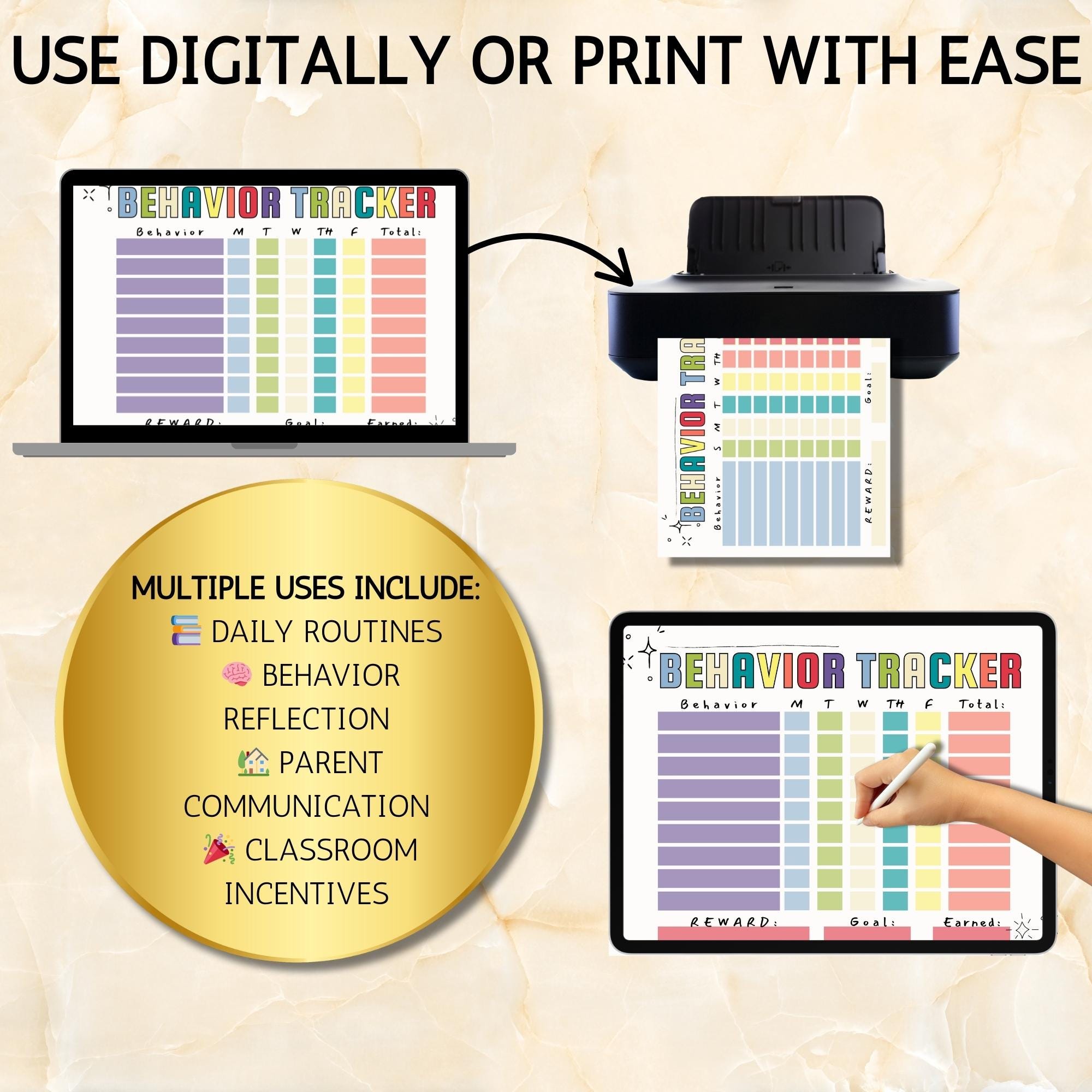 Editable Daily & Weekly Behavior Tracker for Kids and Teens | Printable ...