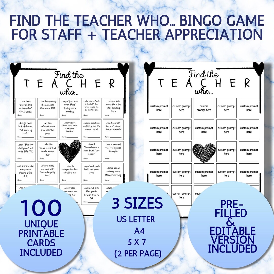 Find the Teacher Who Bingo Game – Funny Roast Edition | Teacher ...
