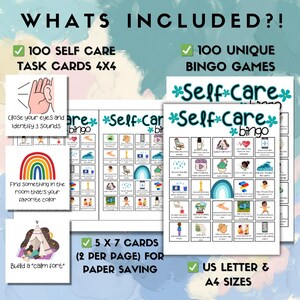 Self-care Bingo + Task Cards for Kids – 100 Printable Activities for ...