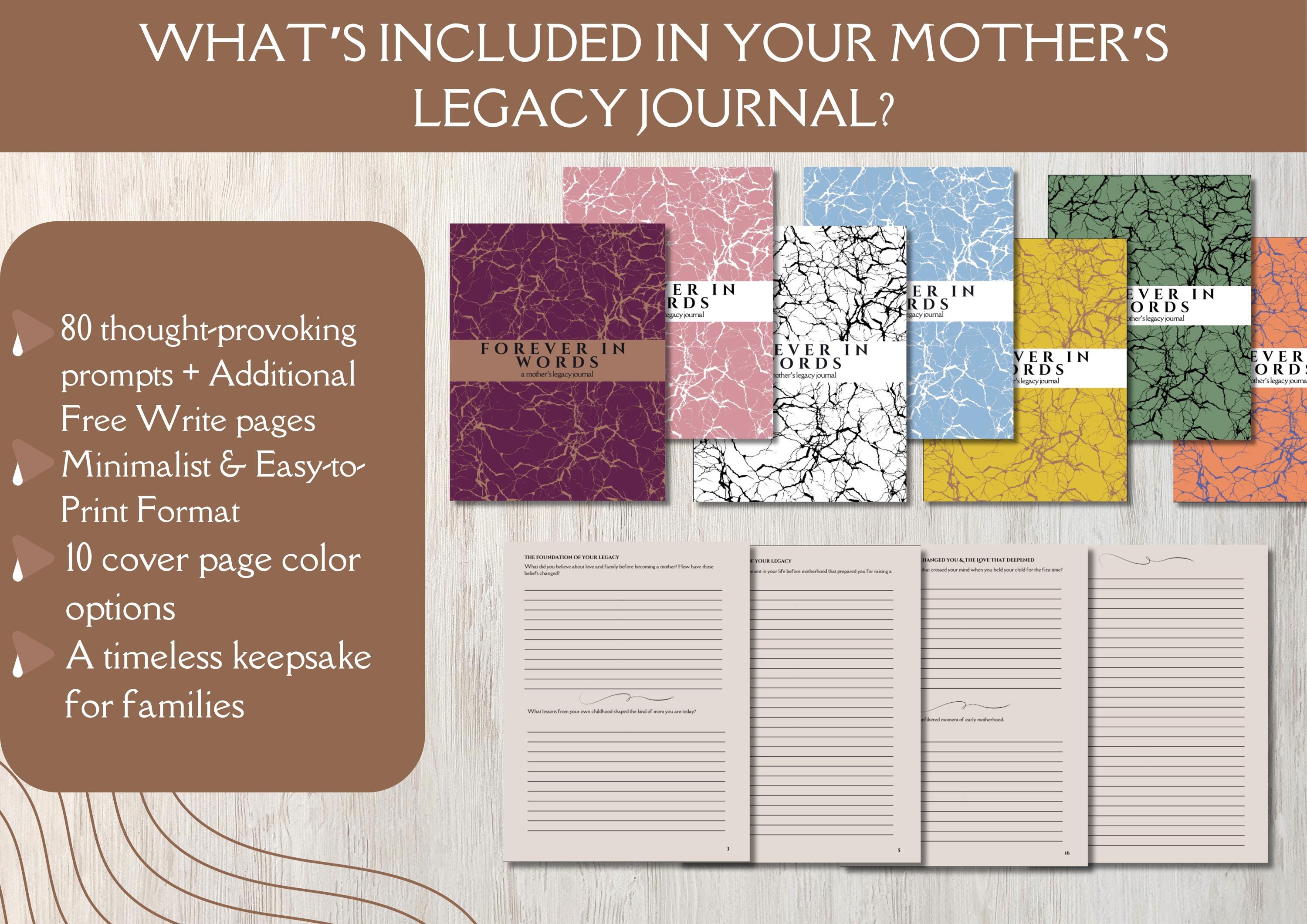 A Mother’s Legacy Journal | Printable Memory Book | Guided Prompts for ...