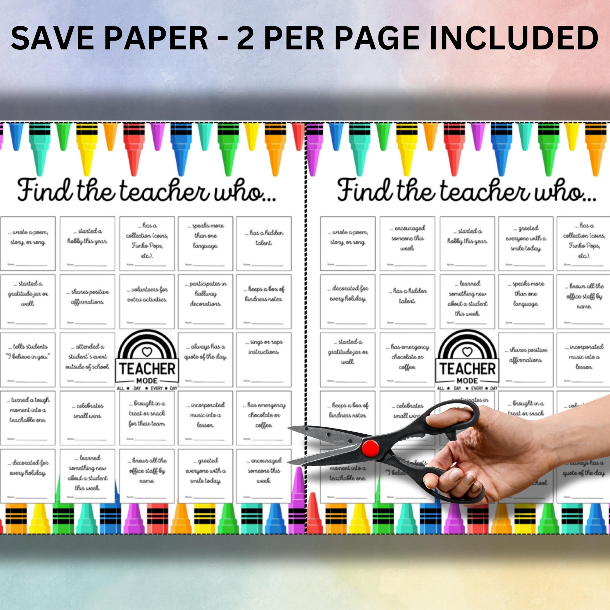 Teacher Appreciation Bingo Printable – Find a Teacher Who Game – Fun ...