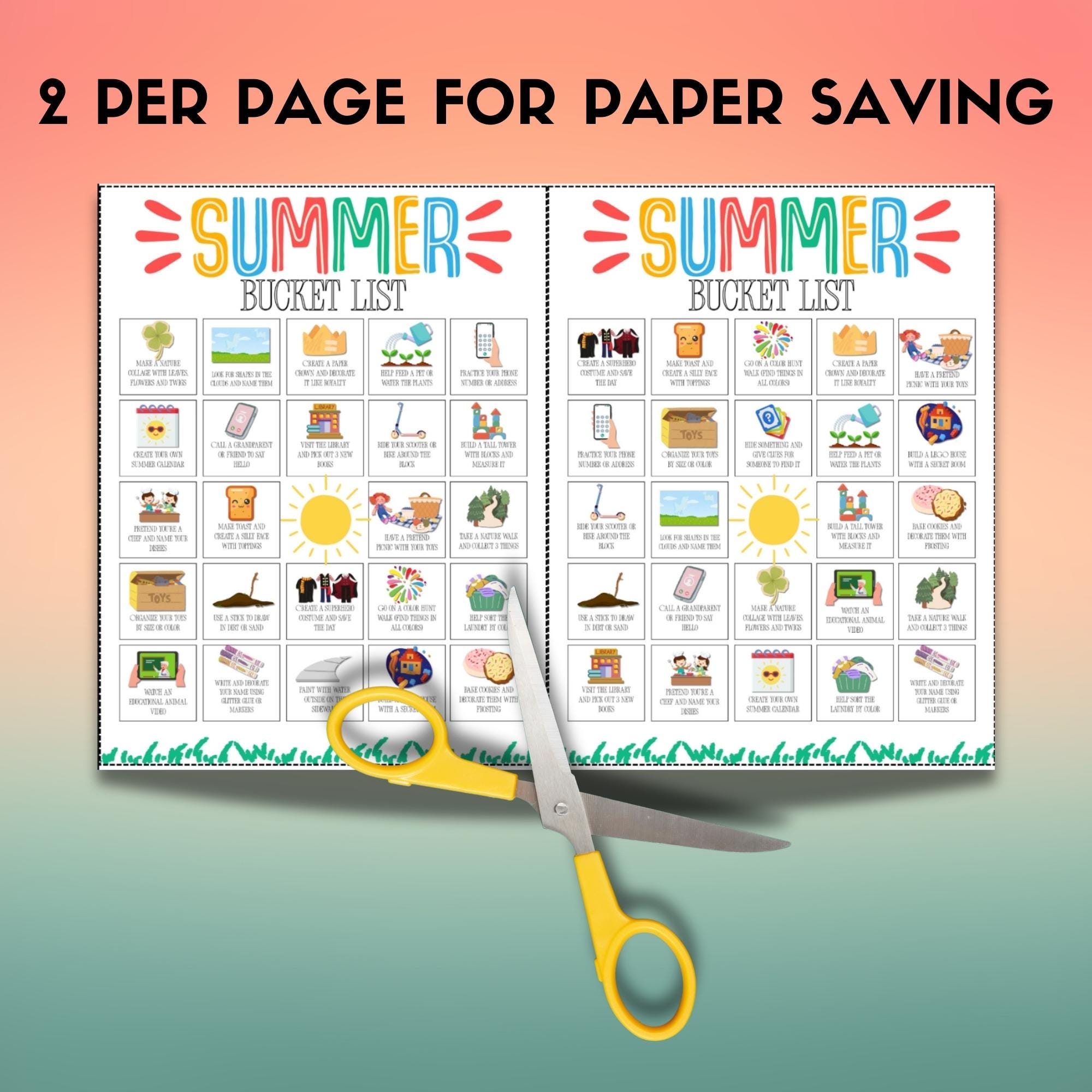 Kids Printable Summer Activity Bingo Game – 100 Printable Cards ...