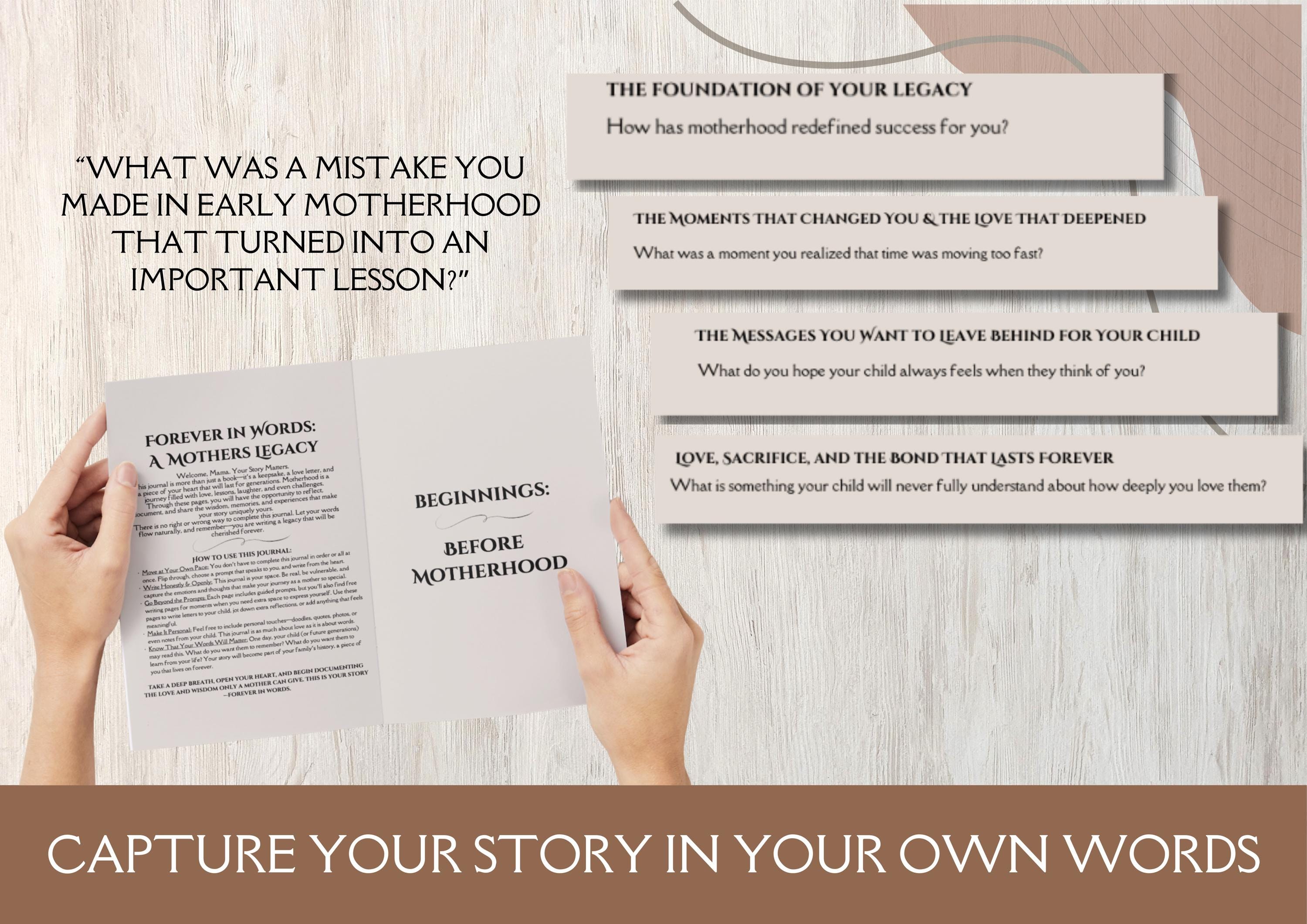 A Mother’s Legacy Journal | Printable Memory Book | Guided Prompts for ...