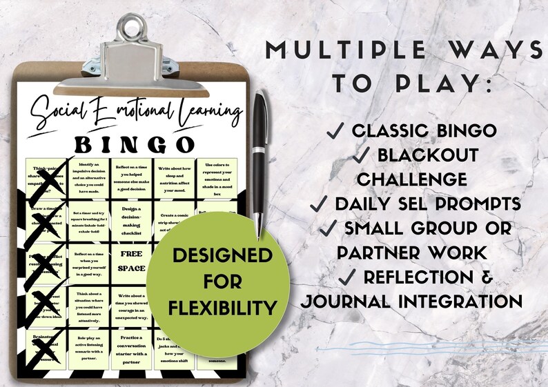SEL Bingo Printable Game | 60 Cards + 500 Social Emotional Learning ...