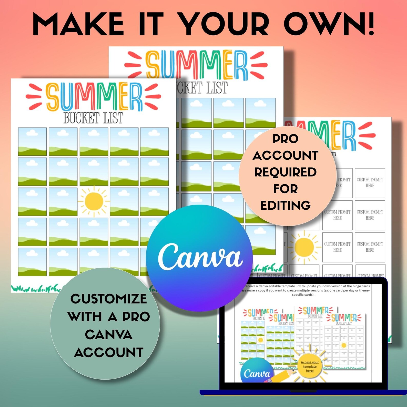 Kids Printable Summer Activity Bingo Game – 100 Printable Cards ...