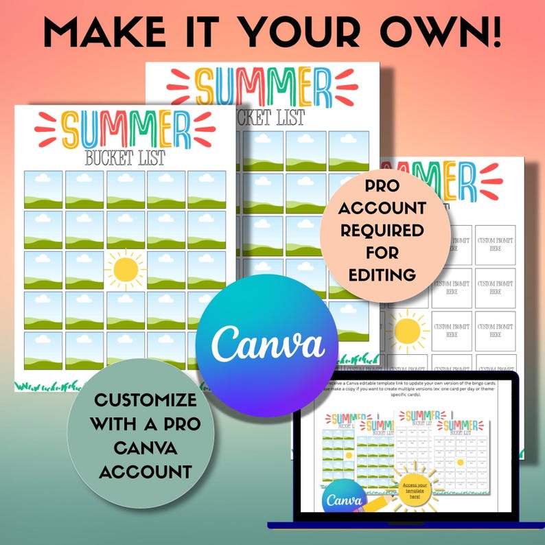 Kids Printable Summer Activity Bingo Game – 100 Printable Cards ...