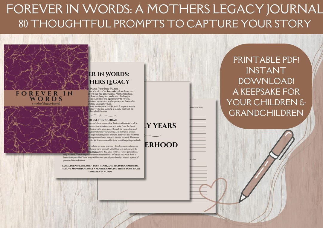 A Mother’s Legacy Journal | Printable Memory Book | Guided Prompts for ...