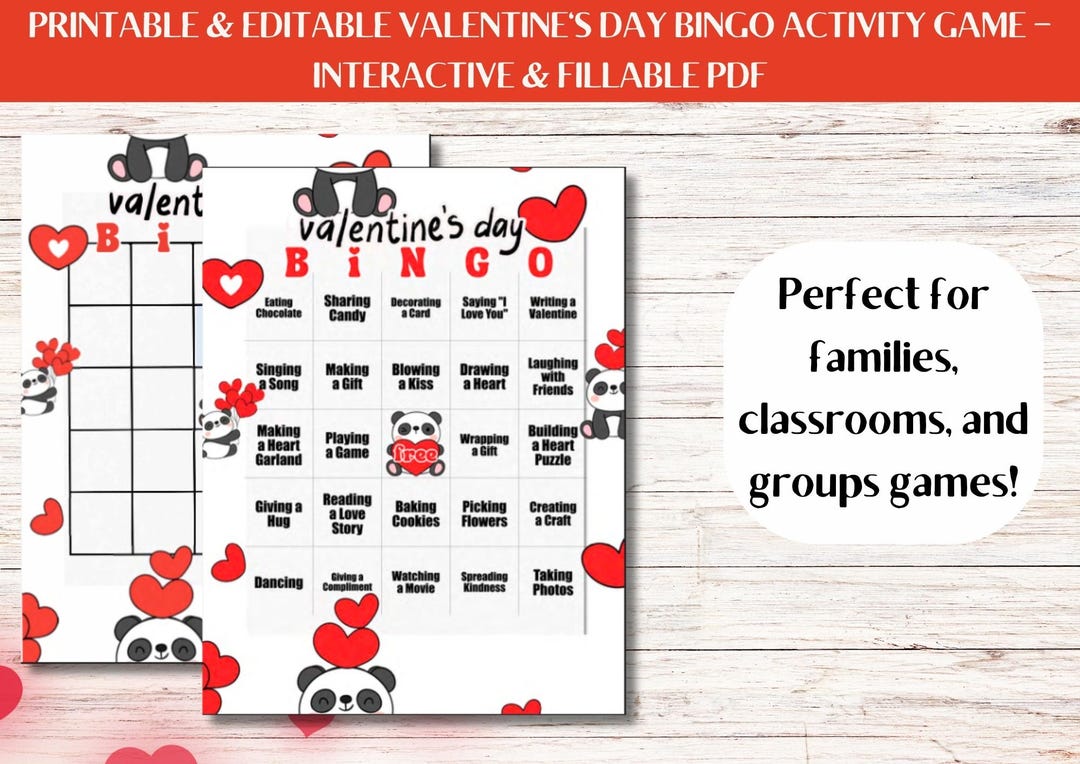 Valentine's Day Bingo Game Printable Instant Fun for Classroom and ...