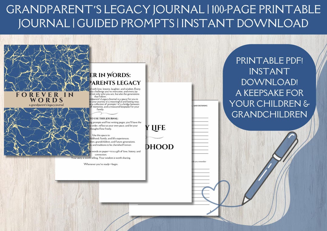 Grandparent’s Legacy Journal | Printable Memory Book | Guided Prompts ...