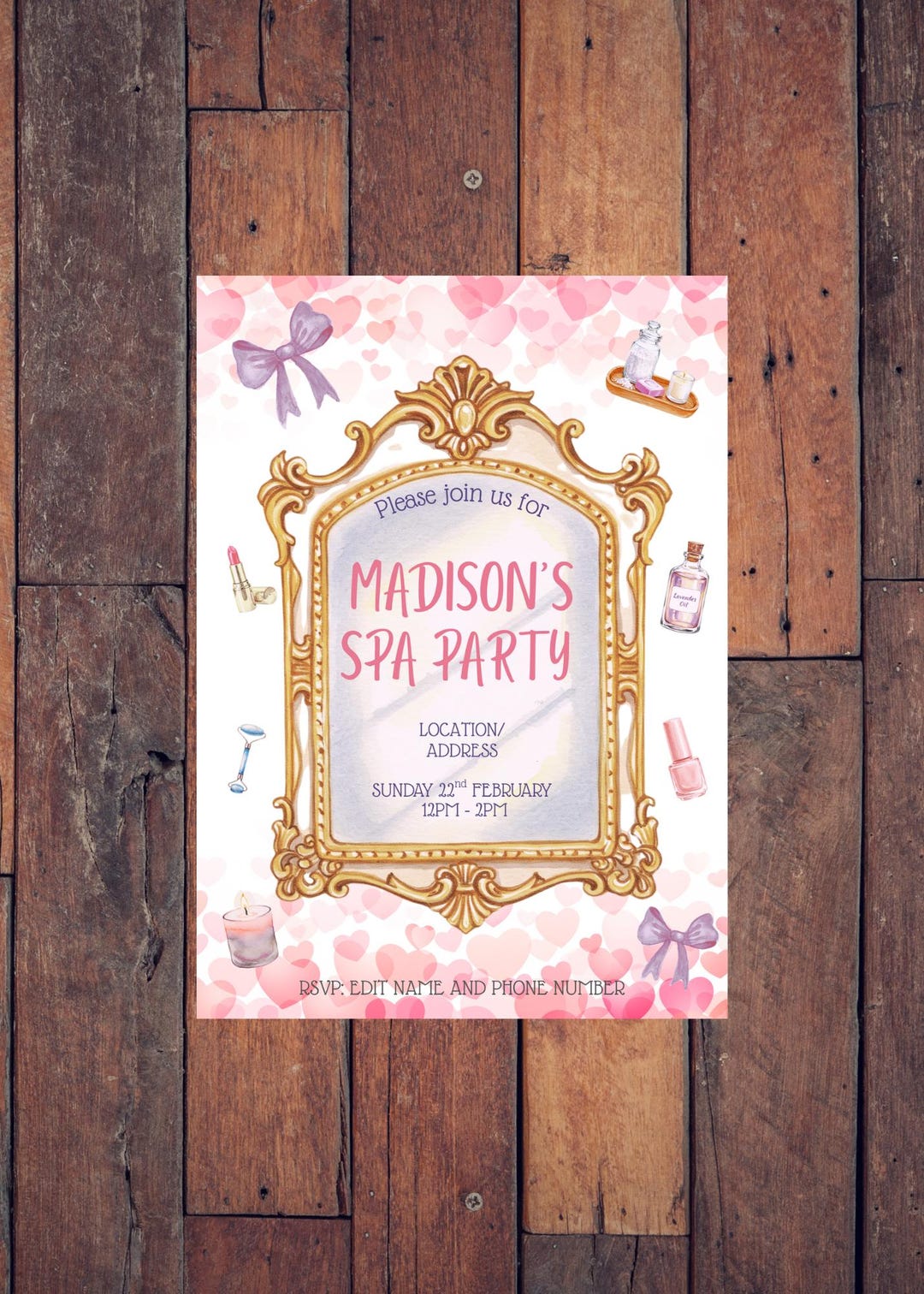 Pamper Party Invitation 5x7 Editable Canva Template Spa Party Invite ...