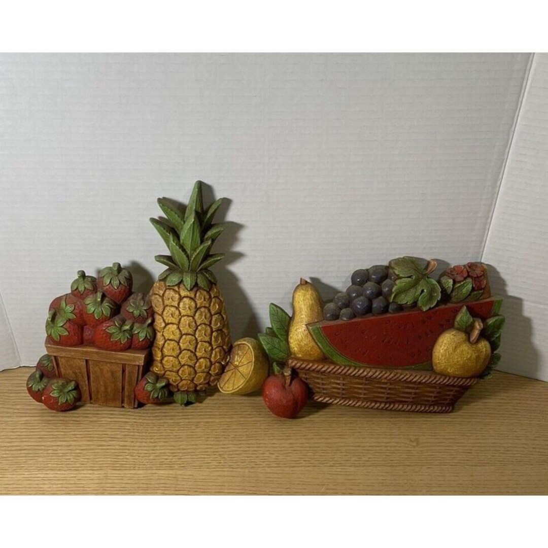 Vintage Kitchen Wall Decor HOMCO 7350 51 Fruit Pineapple MCM Mid ...