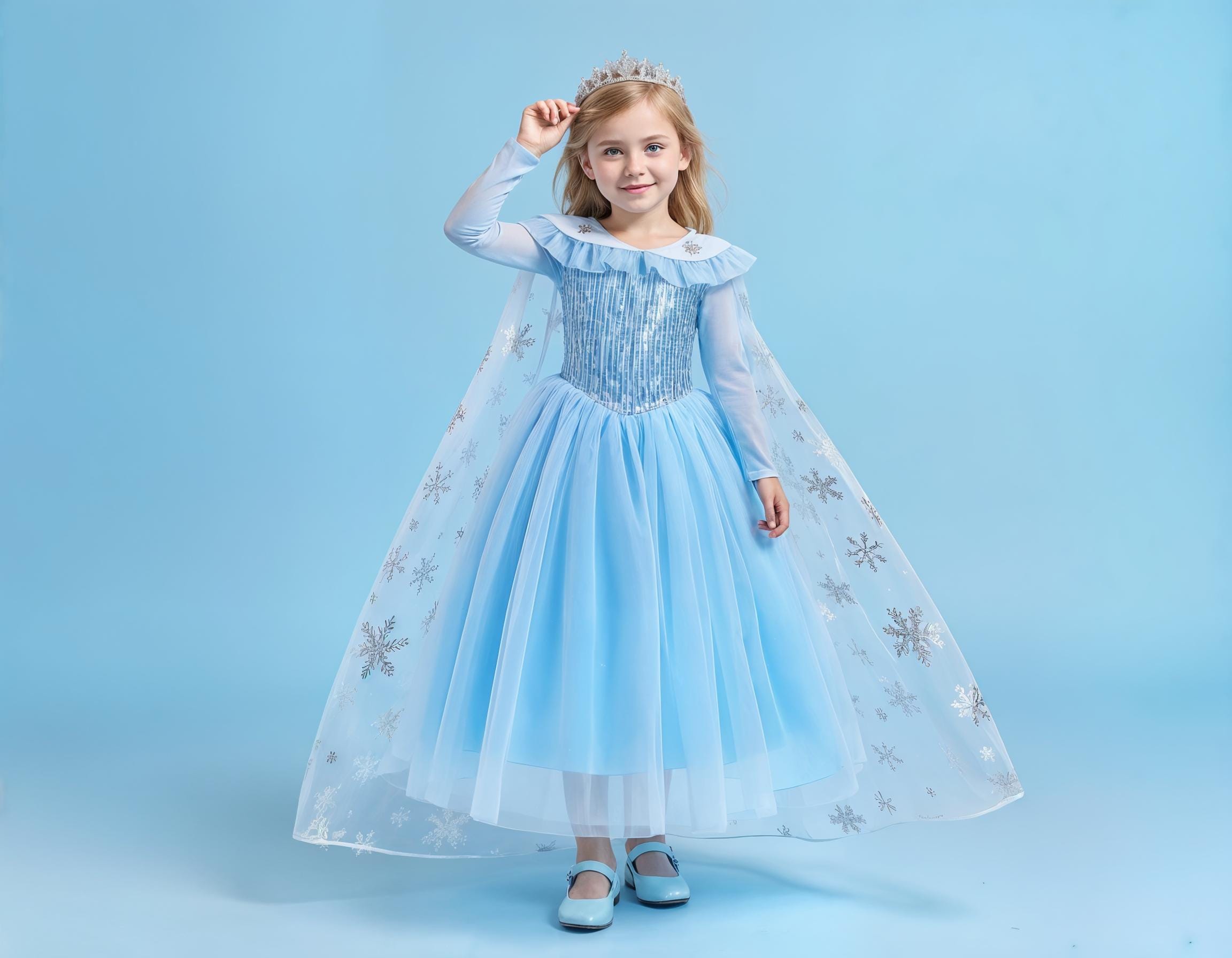 Frozen Princess Dress for Girls Elsa Costume With Cape Birthday ...