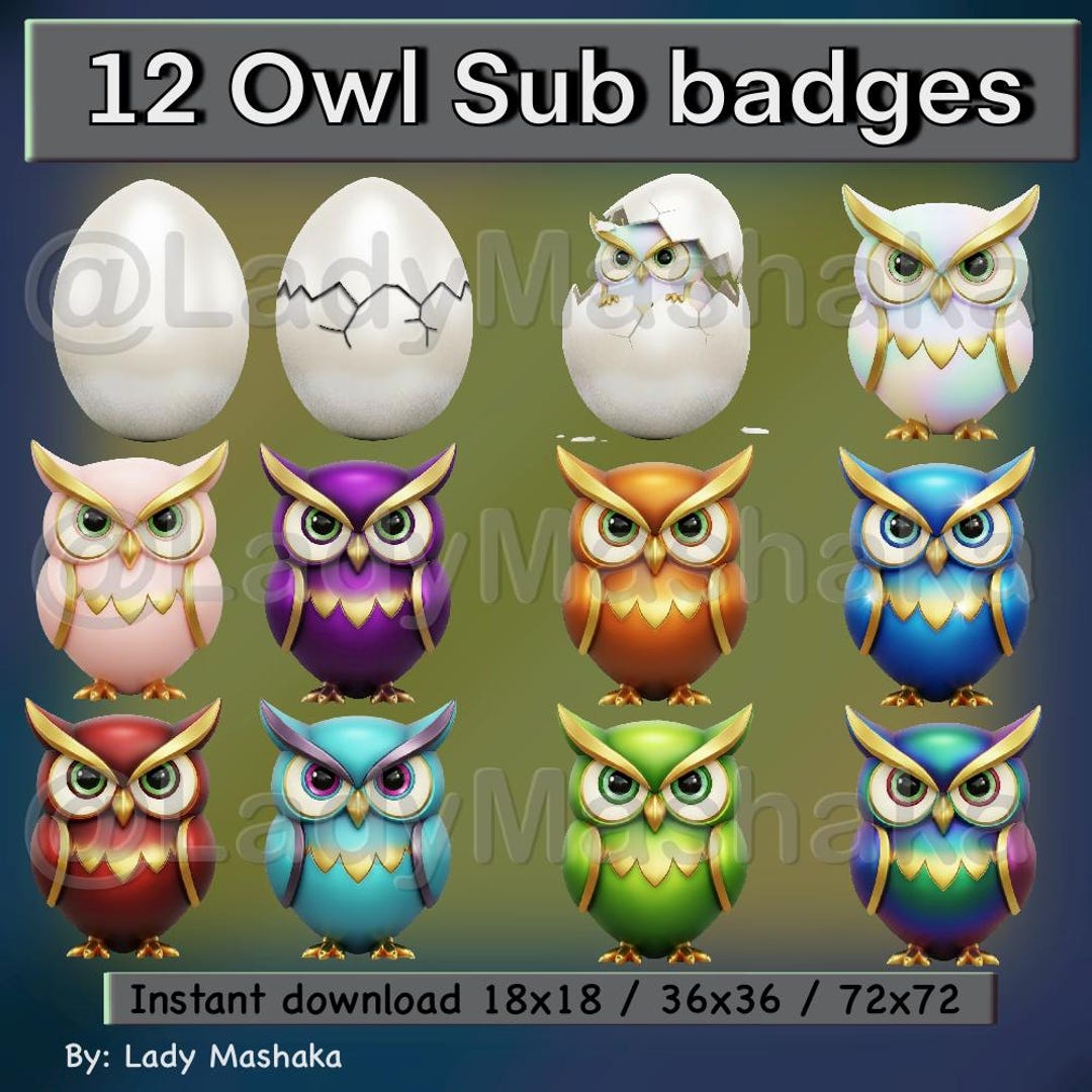 12 High Definition Hatching Owl Sub Badges - Etsy