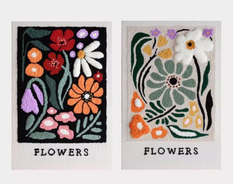 Beginner-friendly DIY Punch Needle Embroidery Kit – Needlepoint Floral Wool Art for Home Decor ...