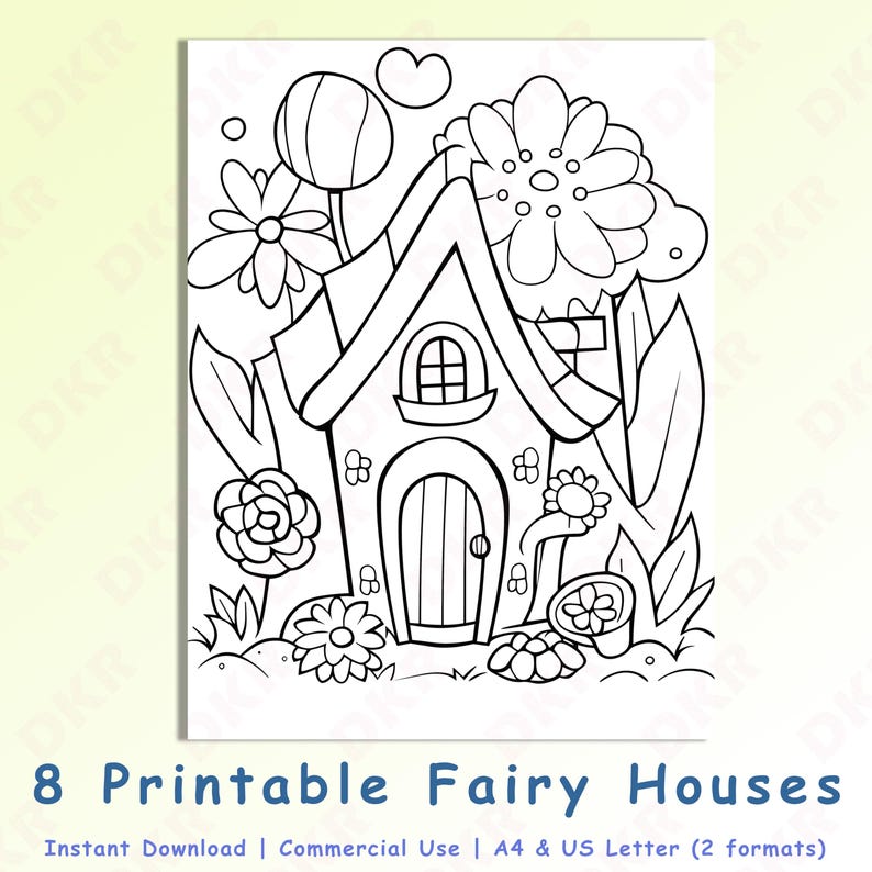 Fairy House Coloring Pages: 8 Whimsical Printable Designs (PDF) - Etsy