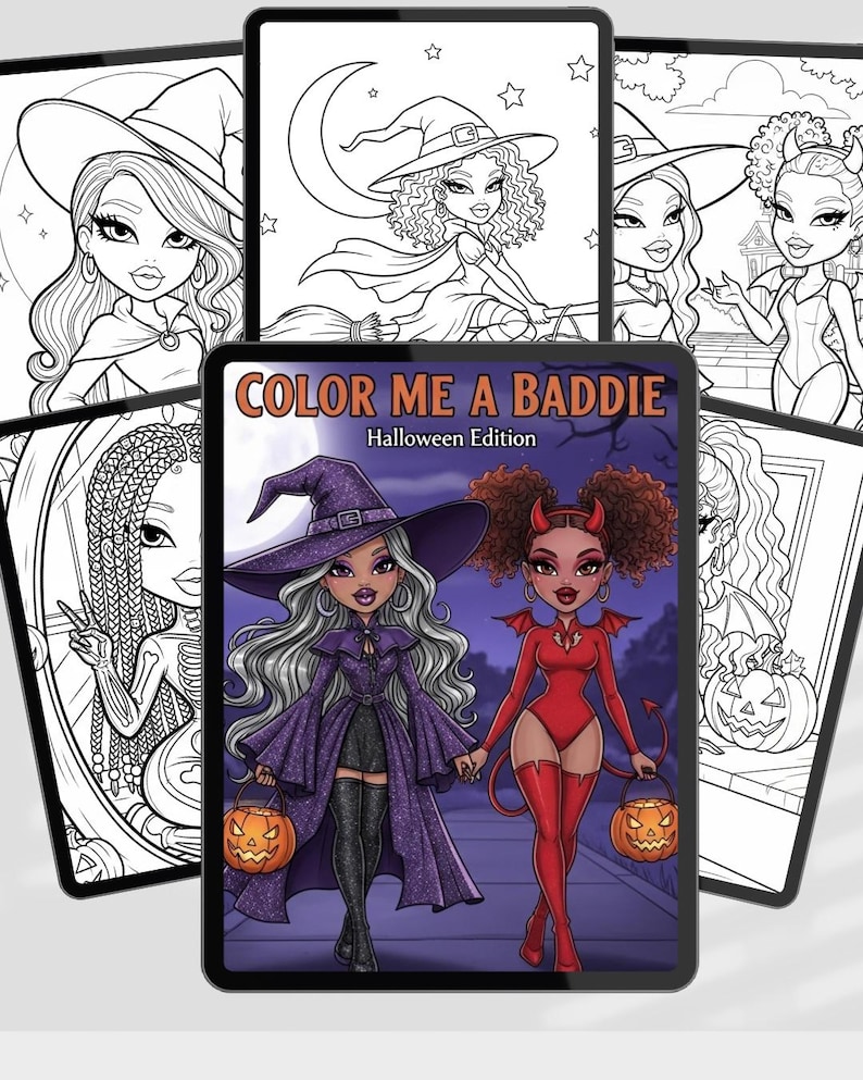 Melanin Baddie Halloween Coloring Book: Black Girl Magic (digital ...