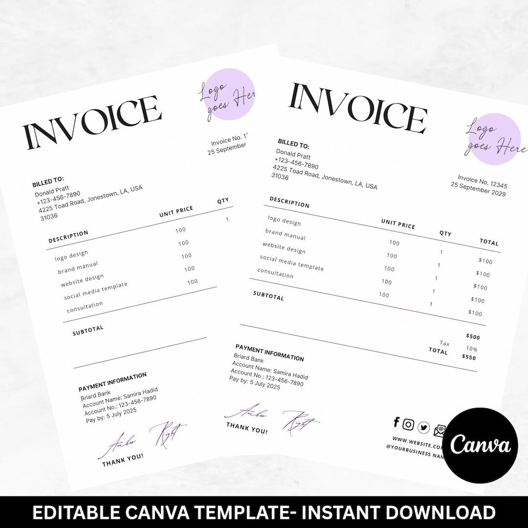 Editable Invoice Template for Business Owners | Canva Template ...