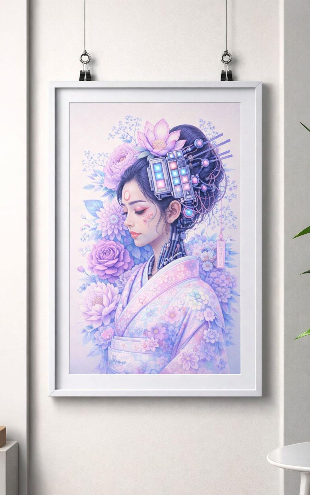 Cyberpunk Geisha Poster Print, Futuristic Japanese Sci-fi Wall Art ...