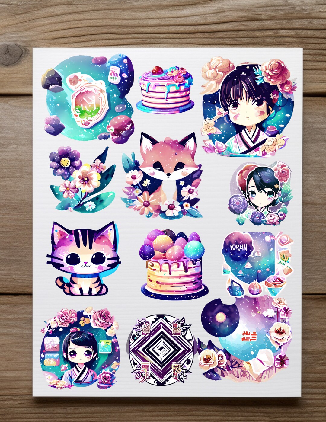 Anime Sticker Pack Cute Korean Sticker Kawaii Sticker Sheet - Etsy