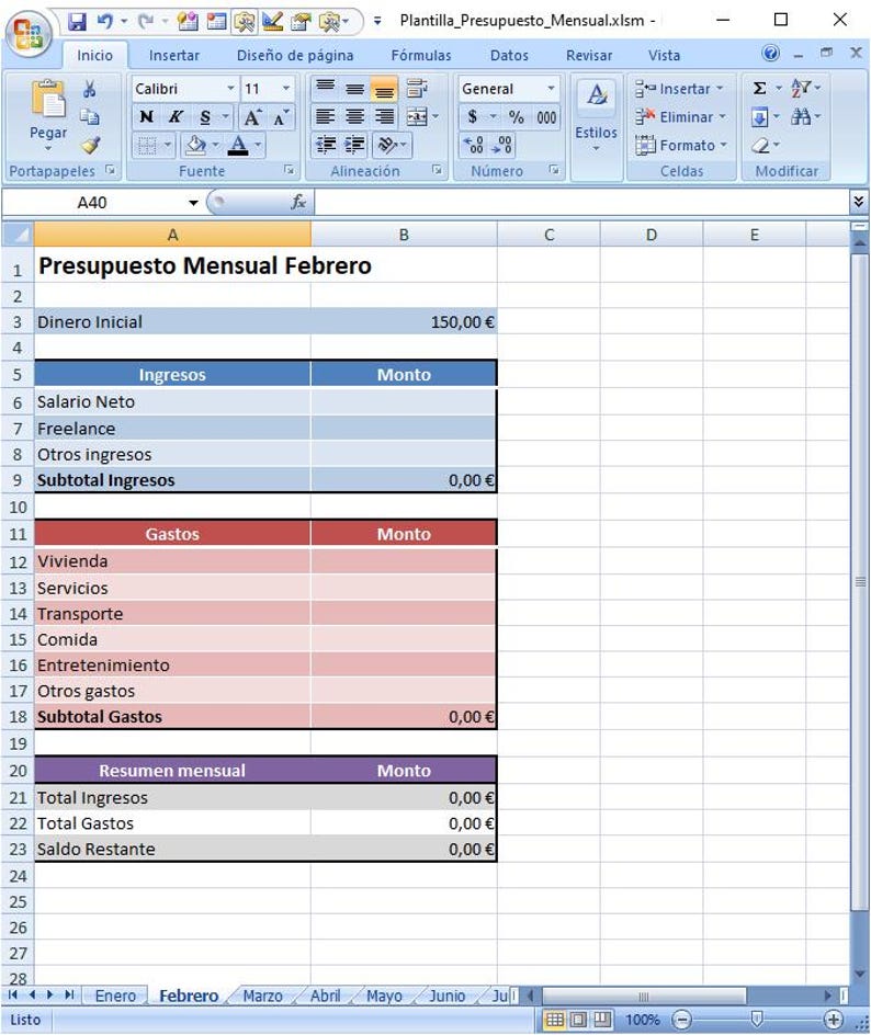 Excel Template for Controlling Your Monthly Finances - Etsy UK