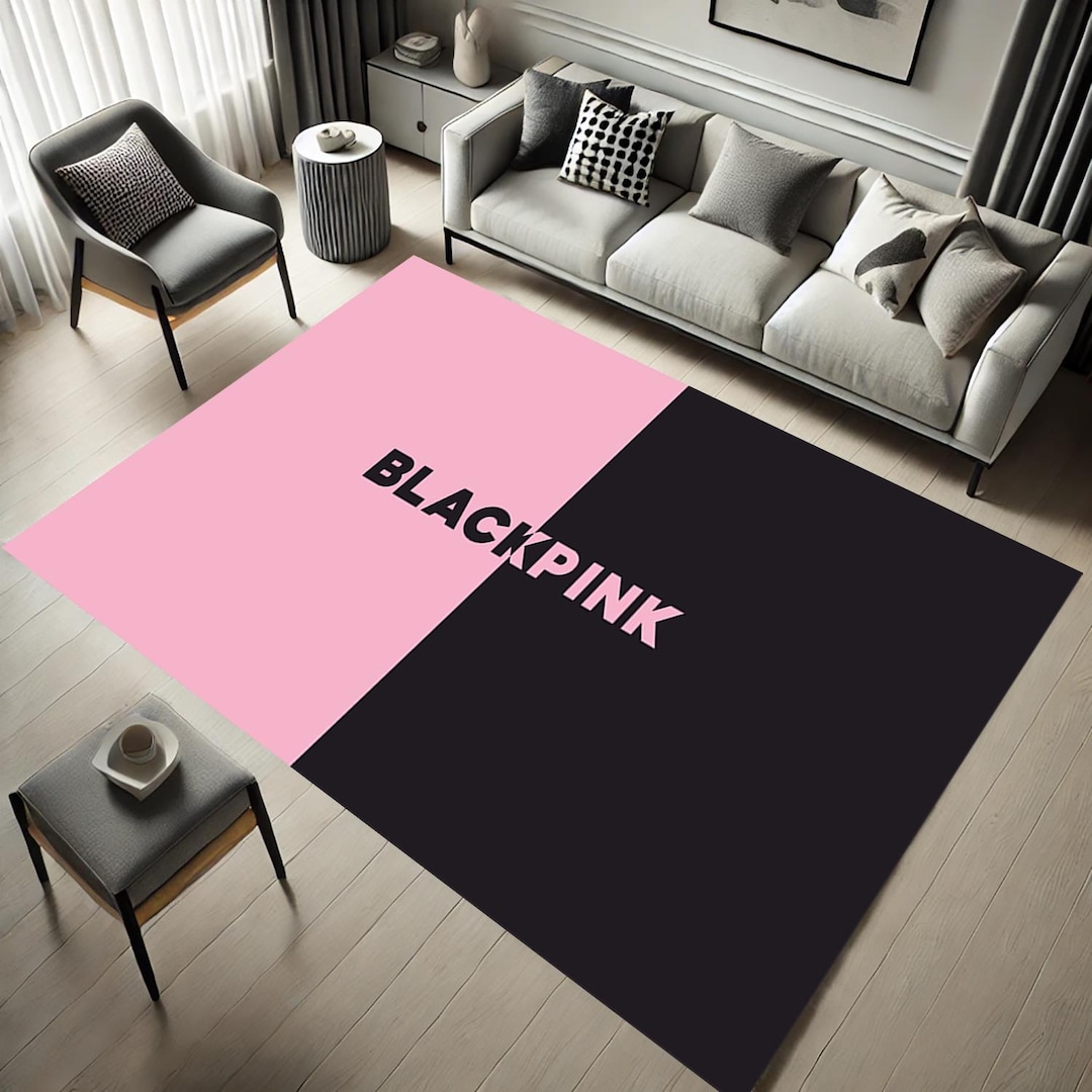 Music Rug,kpop Inspired Rug,girl Group Fan Decor,pink Black Carpet ...