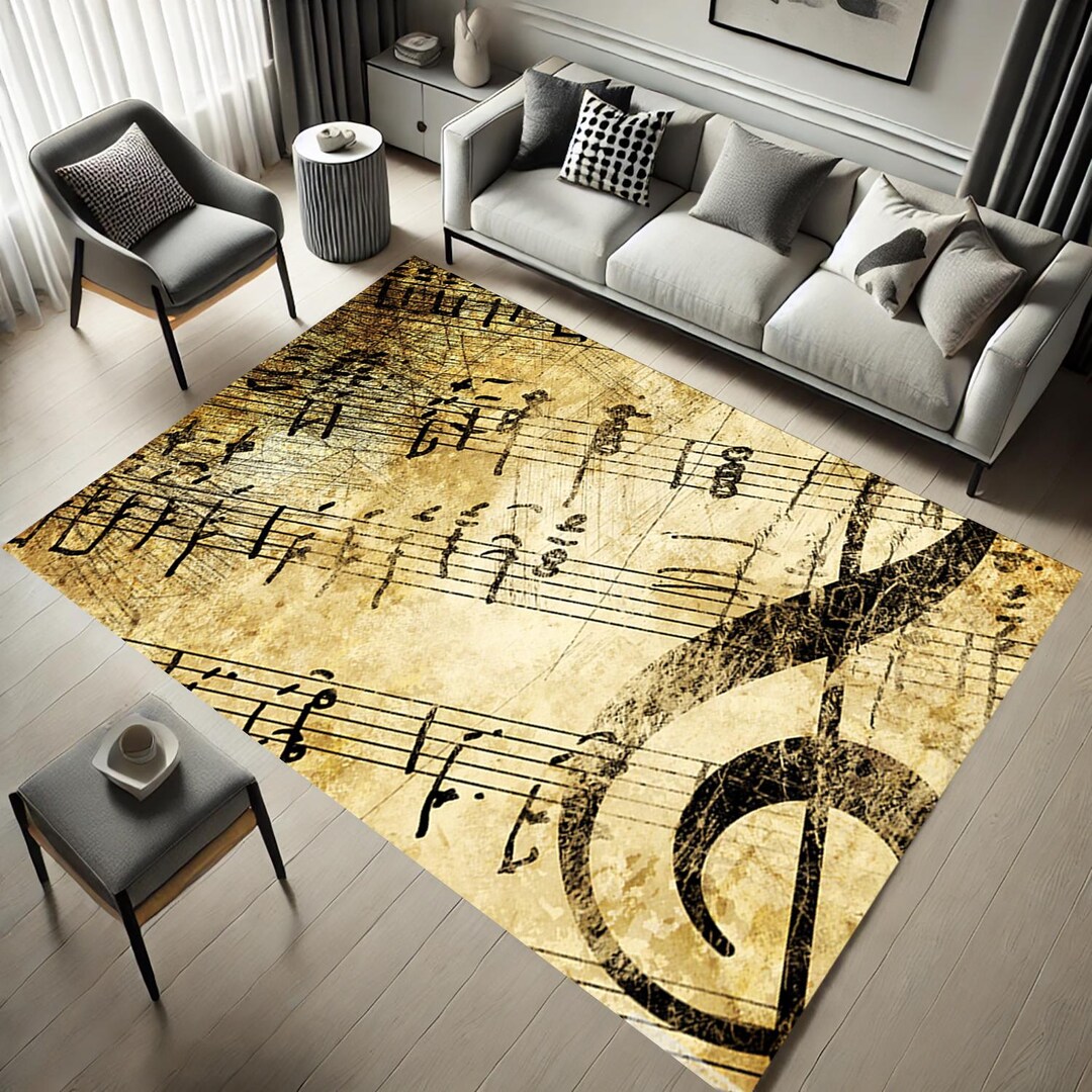 Music Notes Rug: Artistic Treble Clef Print, Colorful Home Decor - Etsy