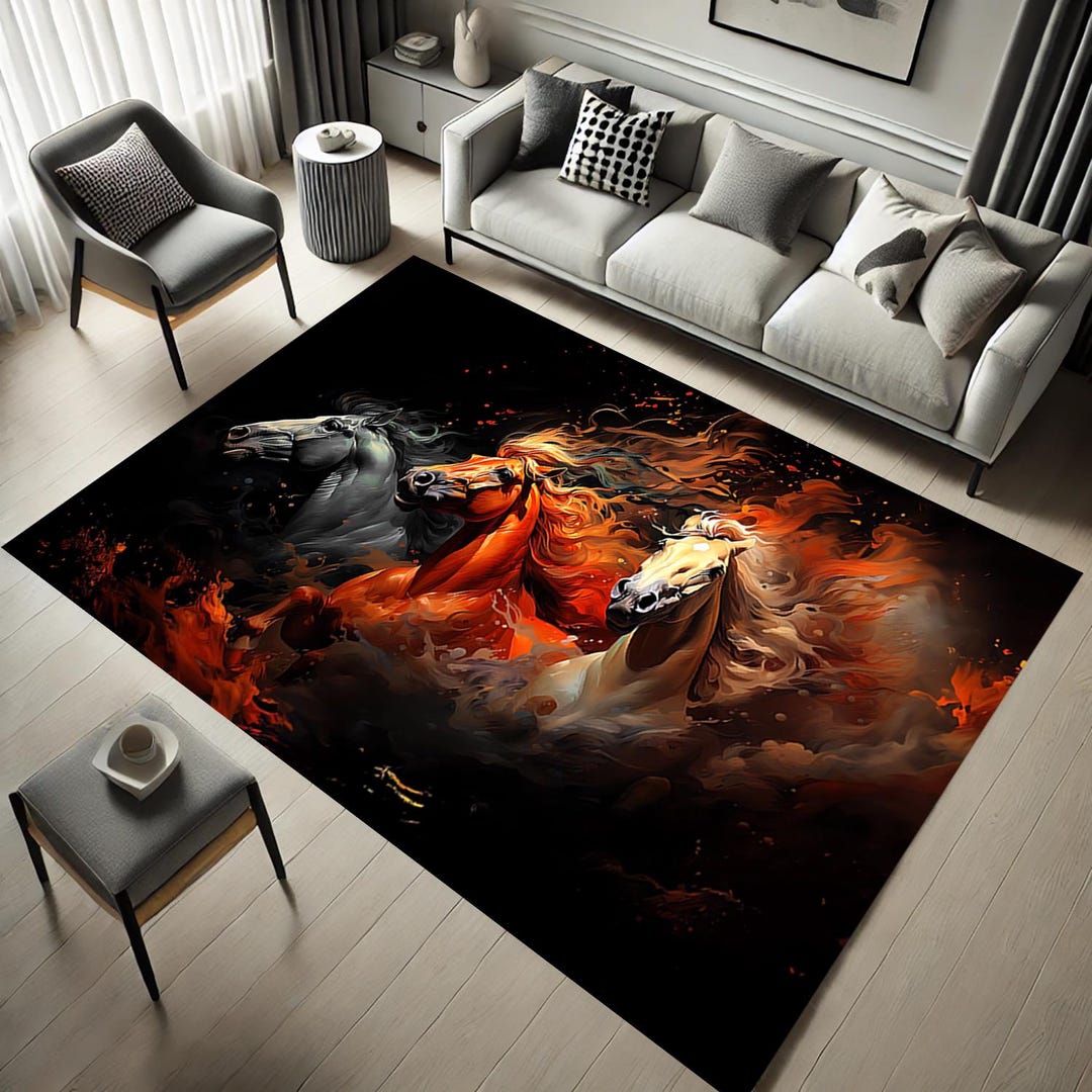 Fiery Horse, Flames ,pattern, Art, Home Design, Floor Carpet, Home ...
