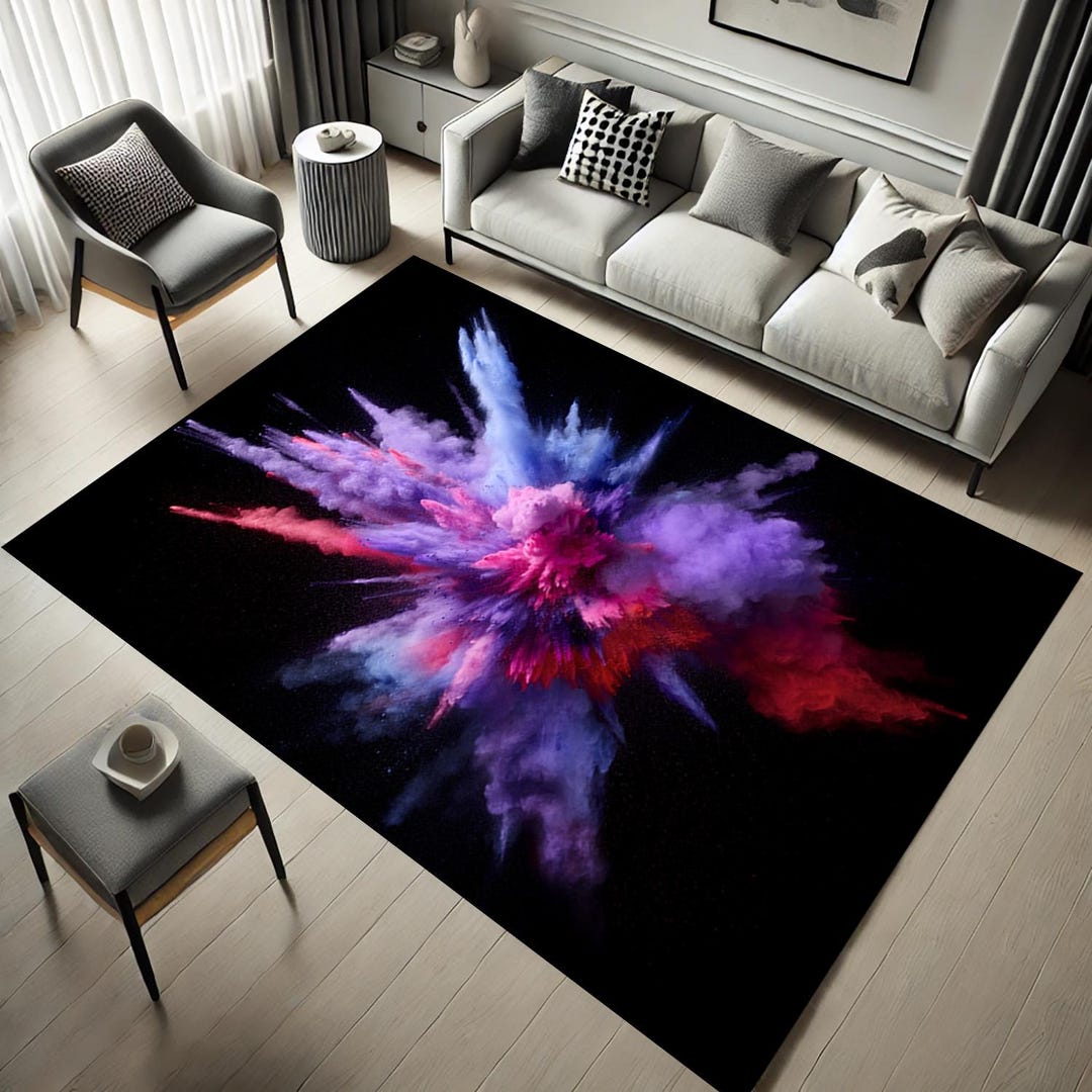 Abstract Color Burst Rug: Modern Home Decor Carpet - Etsy