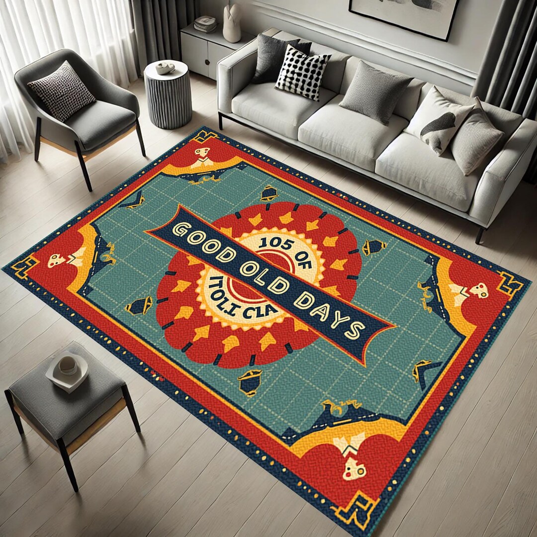 Good Old Days Rug, Poster, Modern Rug, Slogan Printed, Colorful Rug ...