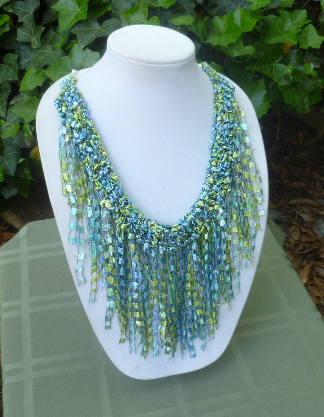 Statement Necklacehand Knit Necklace Bibb Necklace Womens - Etsy