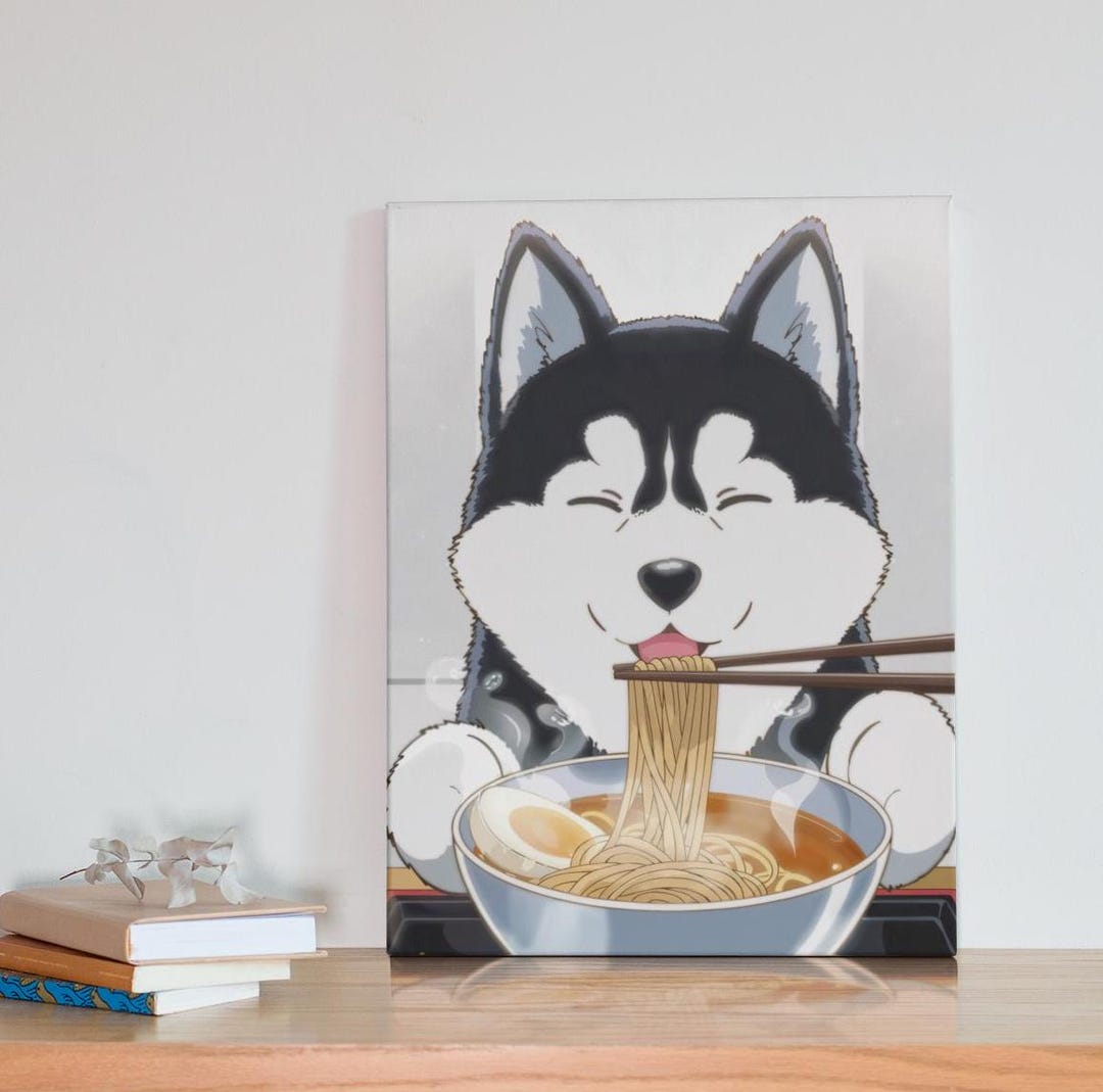 Cute Husky Ramen Art Print | Anime Food Poster, Ramen Lover,| Kawaii ...