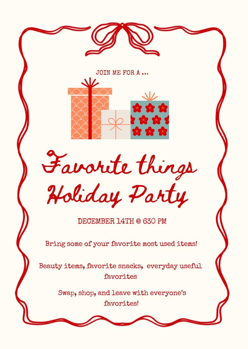 Favorite Things Party Invitation - Etsy