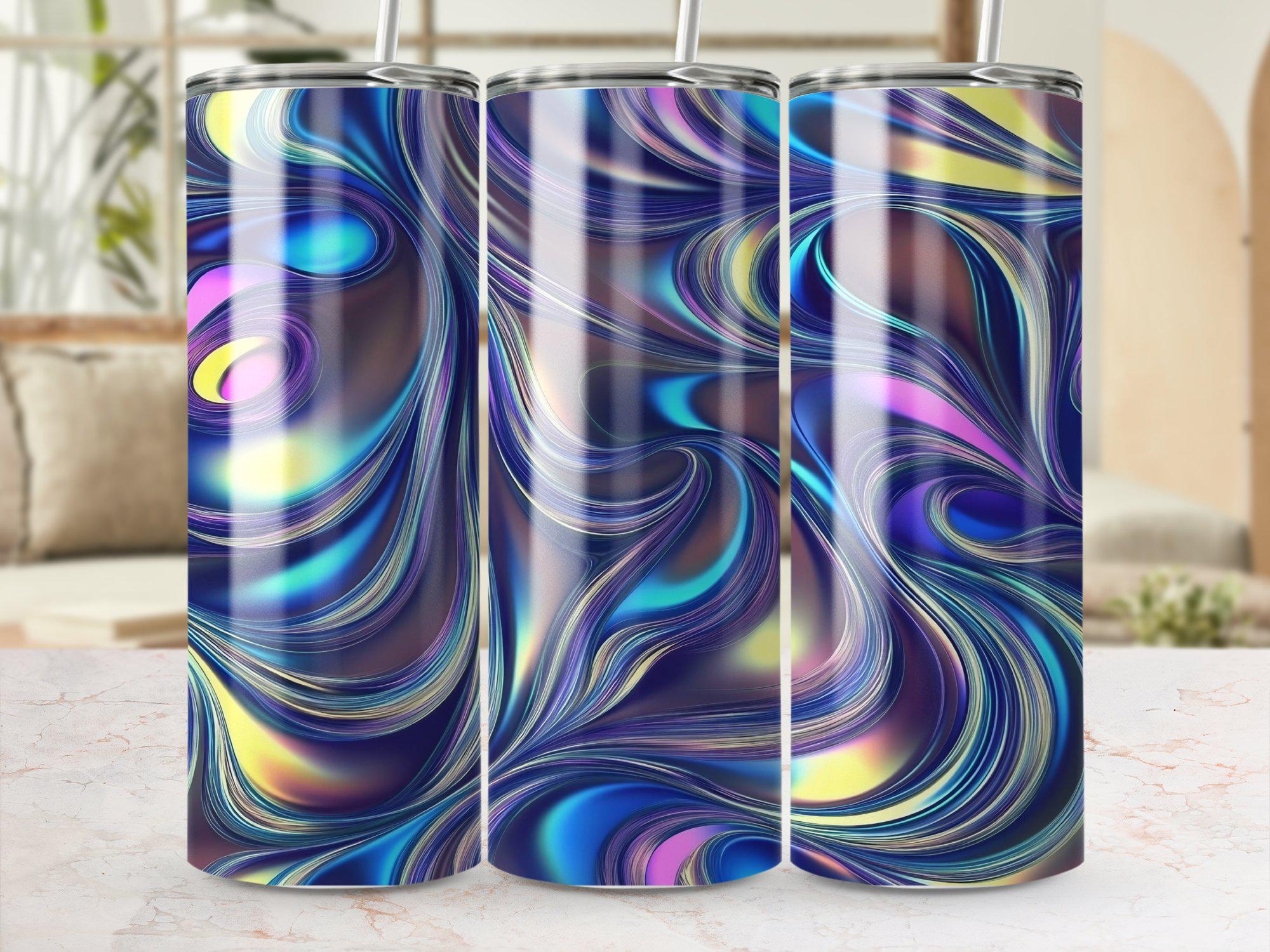Holographic Swirls Tumbler Wrap: Abstract Swirl Design (PNG Digital ...