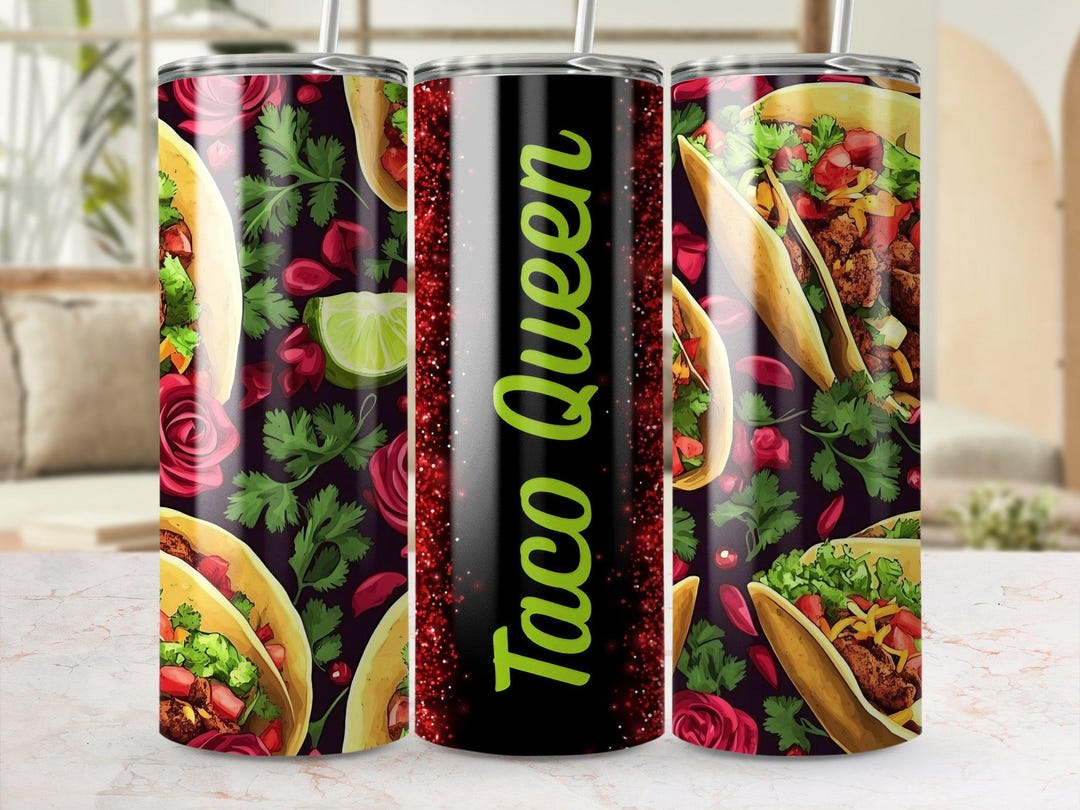 Taco Queen Tumbler Wrap: Seamless 20oz Skinny Design (digital Download ...