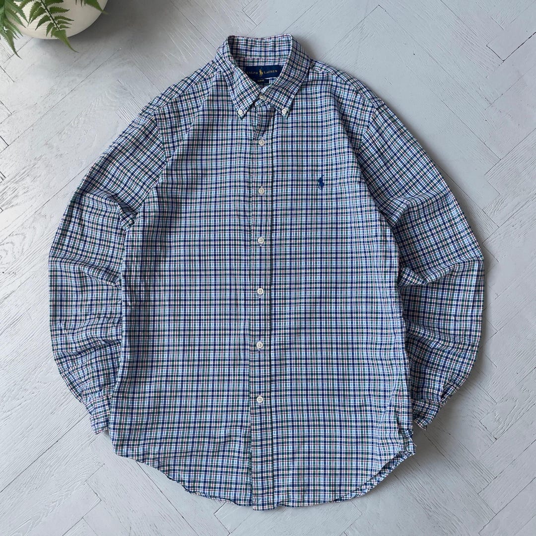 Polo Ralph Lauren Preppy Button up Checkered Oxford Shirt M Slim Fit - Etsy