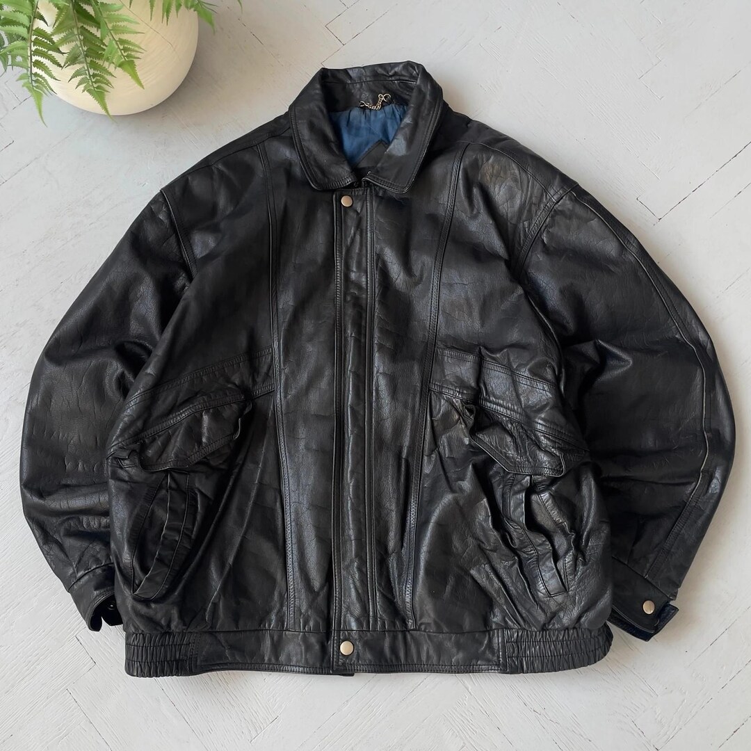 Vintage St Michael Real Leather Jacket XL Genuine Black Leather - Etsy