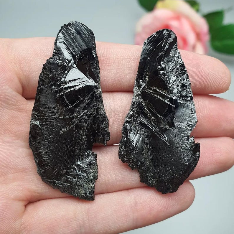 Rare Black Spinel Pair Slabs Thailand Gemstone for Wire Wrap, Jewelry ...