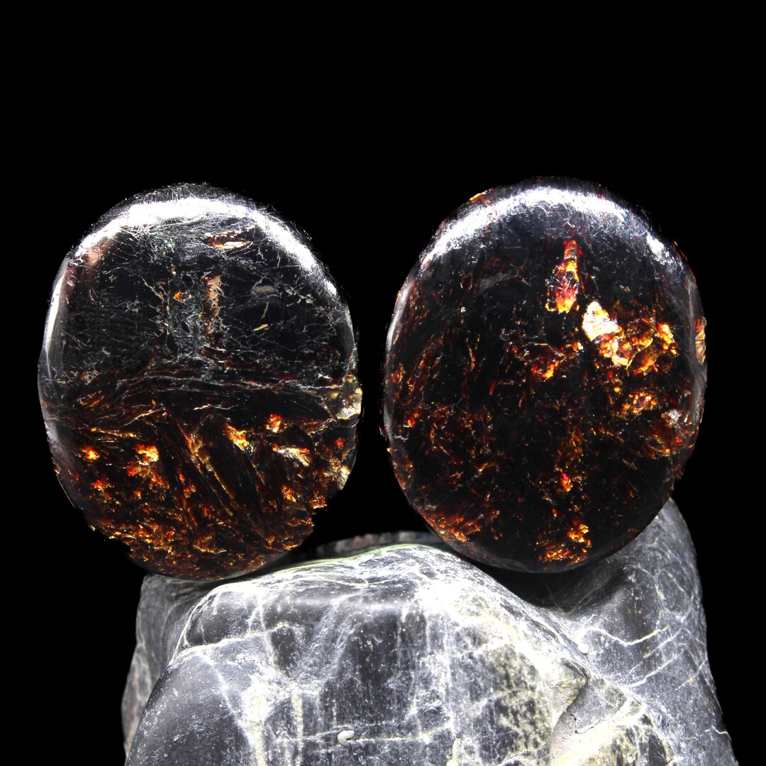 RARE Top Astrophyllite Pair Loose Cabochons Eveslogchorr Kola Peninsula ...